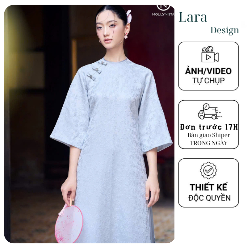Innovative 2-panel women's ao dai made of brocade material in 4 ...