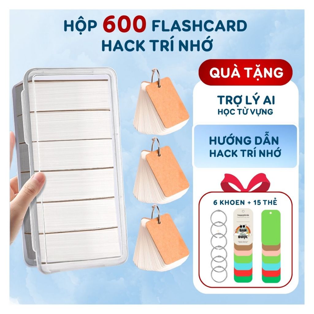 Vocabulary cards combo box of 600 memory hack flashcards with AI assistant to learn English ...