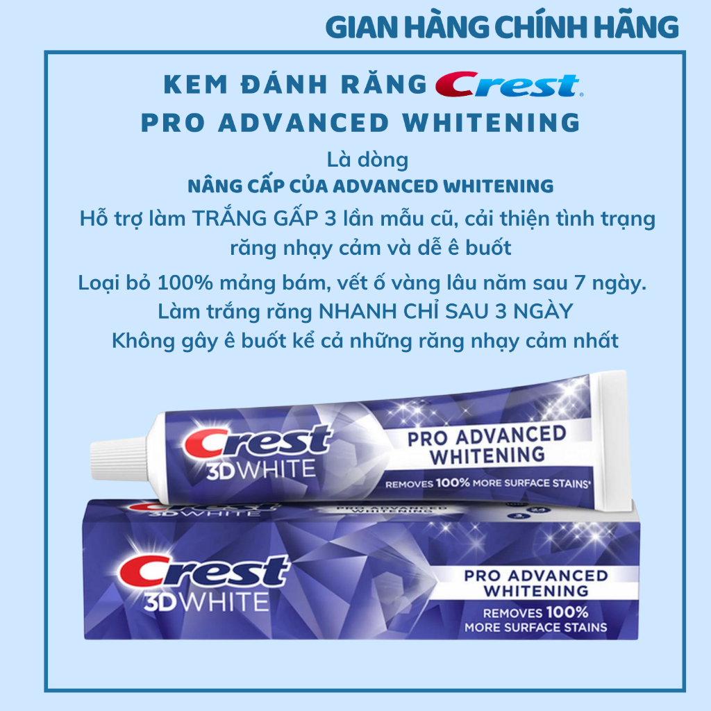Crest 3D White Pro Advanced Whitening Toothpaste 147G | Shopee Malaysia