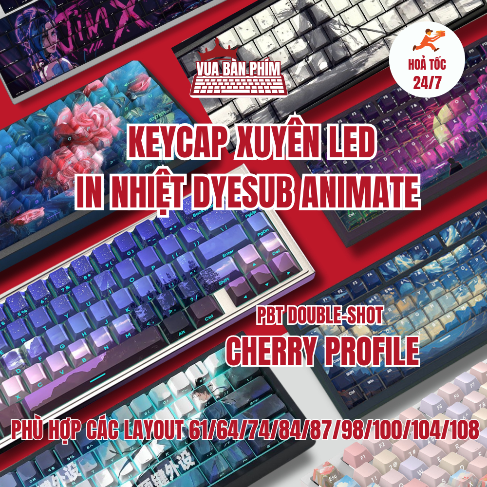 Animate led keycap set with dyesub thermal printing, double shot pbt ...