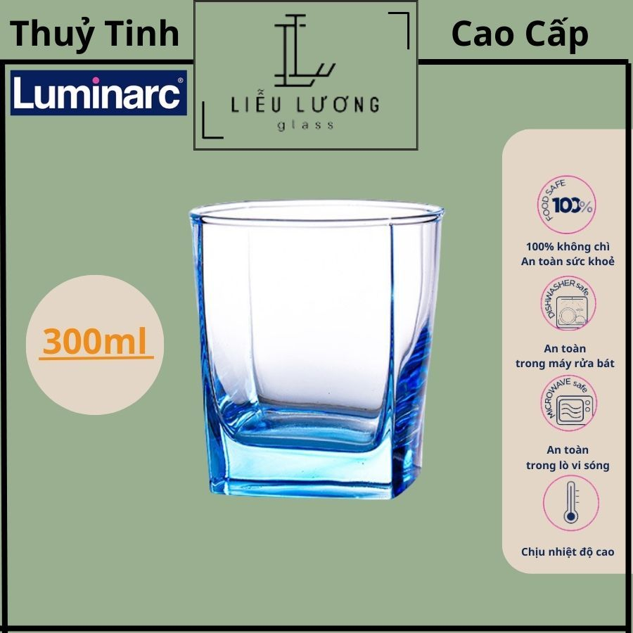 Set of 6 blue square tempered Luminarc glass cups 300ml. | Shopee Malaysia