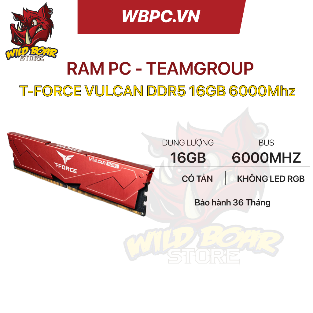 Teamgroup T-FORCE VULCAN DDR5 Ram 16GB 6000Mhz - With radiator ...
