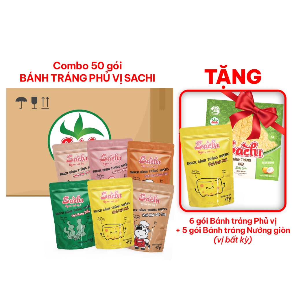 [BOX Of 50 PACKAGES OF FLAVORED 45G] SACHI Grilled Rice Paper Snack ...