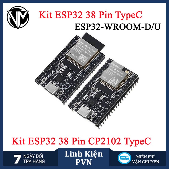 Kit ESP32 38 pins CP2102 TypeC - ESP32-WROOM-32D/ ESP32-WROOM-32U ...