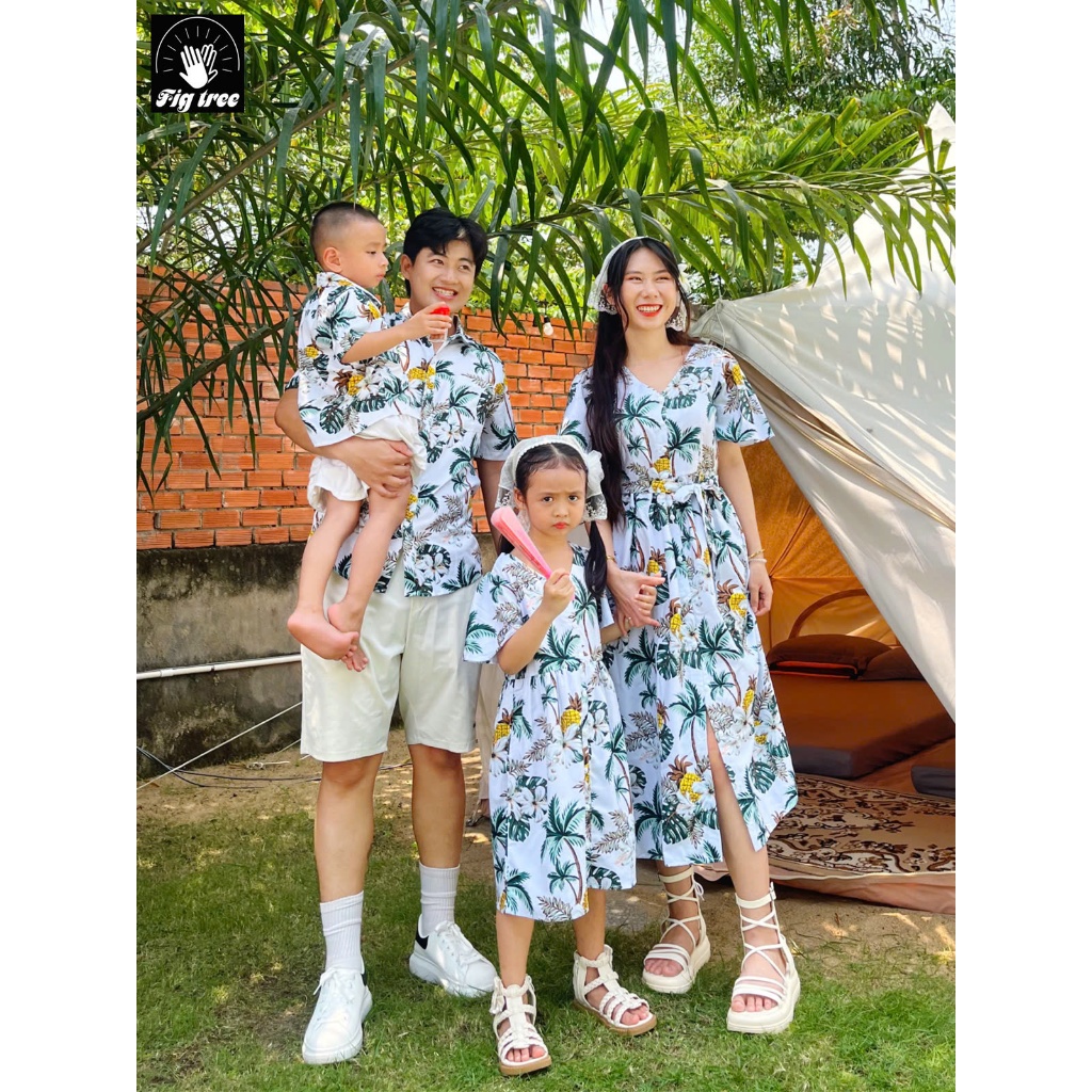 Fig Tree Family Shirt and Skirt Set with Coconut Tree Pattern New Beach ...