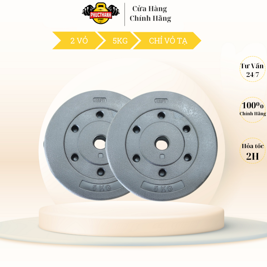 Set of 2 black plastic dumbbell covers PHUC THANH SPORT 5kg without ...