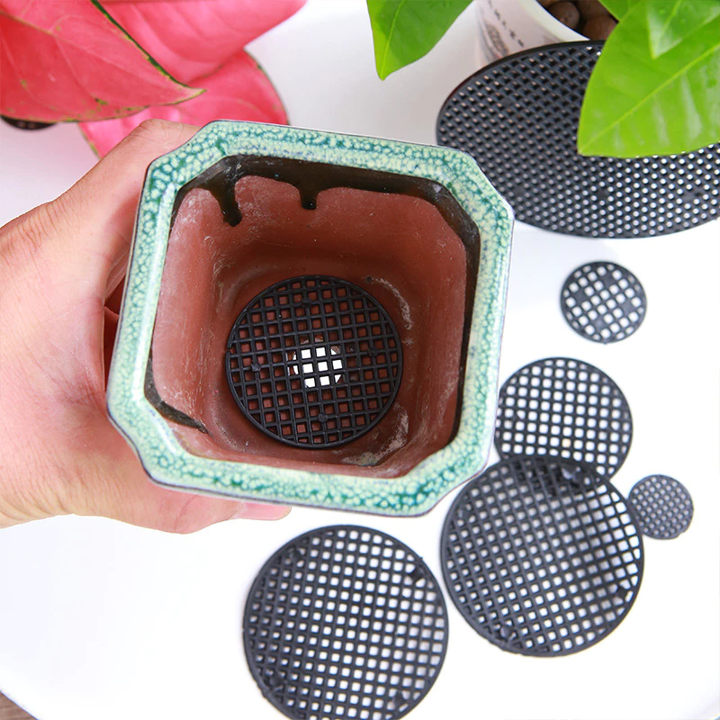 (6 sizes) Plastic mesh lining the bottom of the pot to prevent soil ...