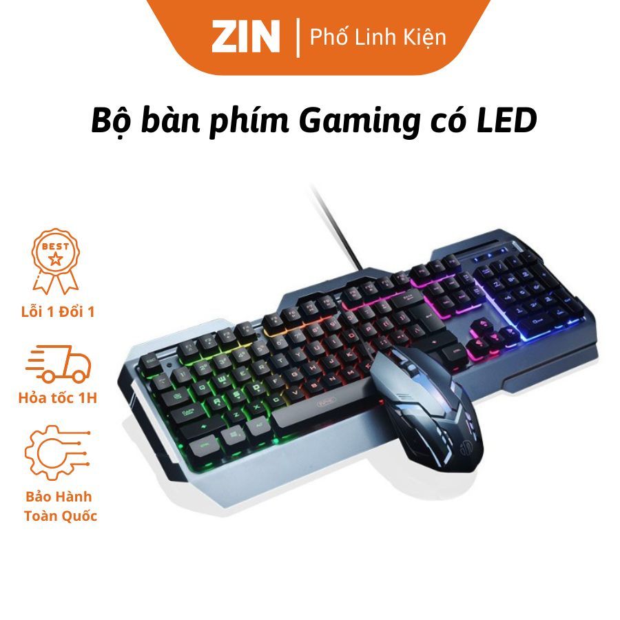 Gaming keyboard set with led lights + mouse + specialized over-ear ...