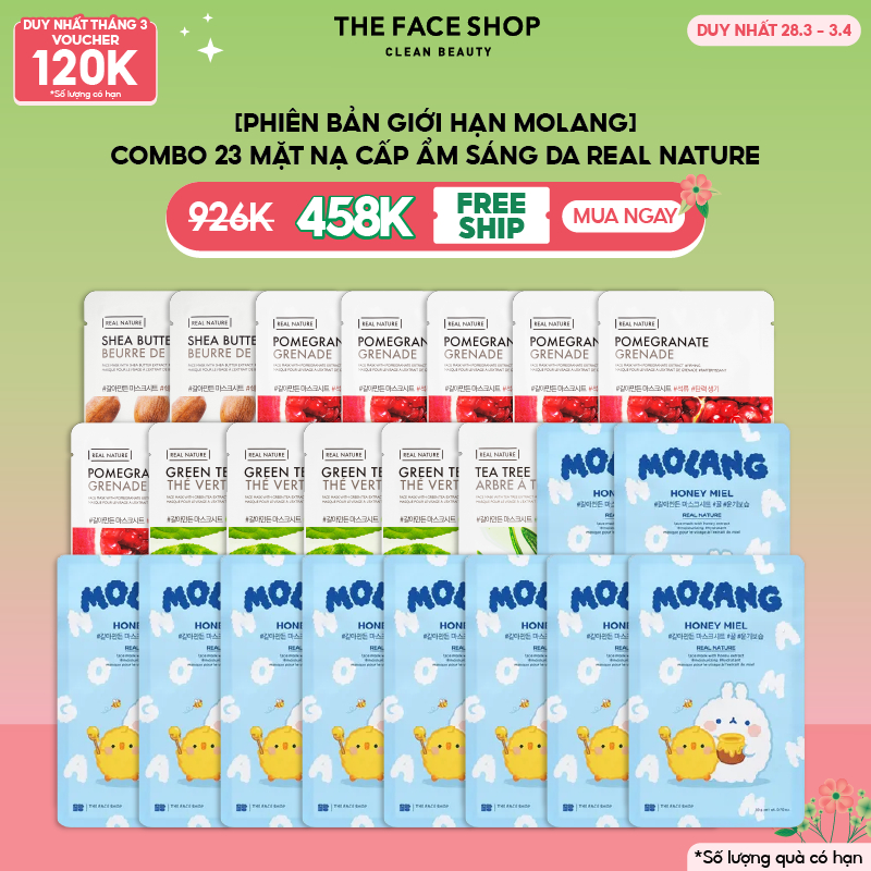 The FACE SHOP Mask Combo ( Molang Version + Real Nature Mask) | Shopee ...