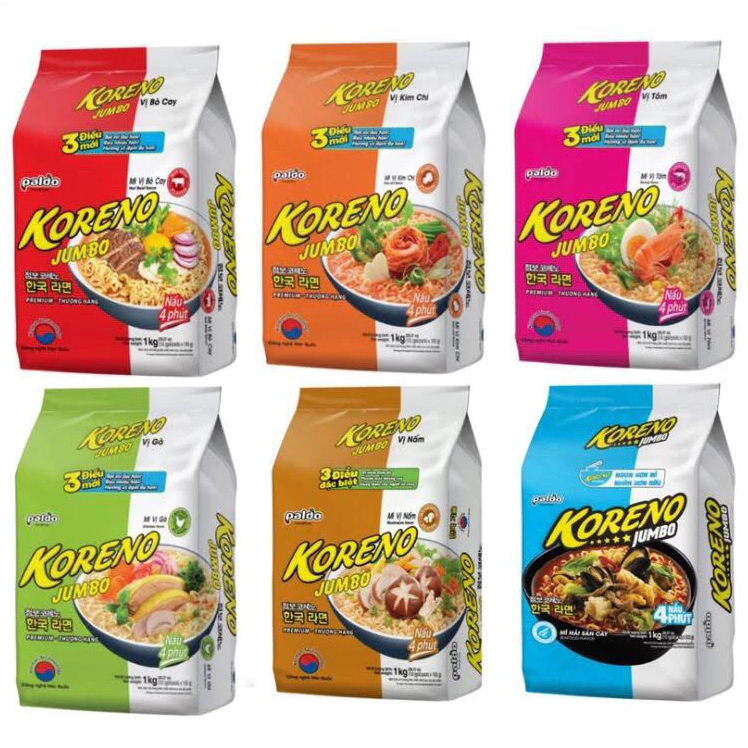 Pack of 10 Korean Koreno Jumbo Noodles Spicy Beef / Kim Chi / Chicken ...