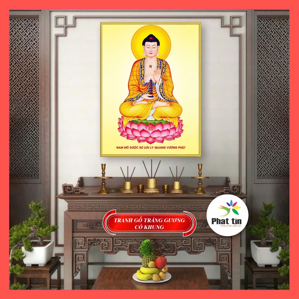 Medicine Master Luu Ly, mirrored wood painting WITH COMPOSITE FRAME ...