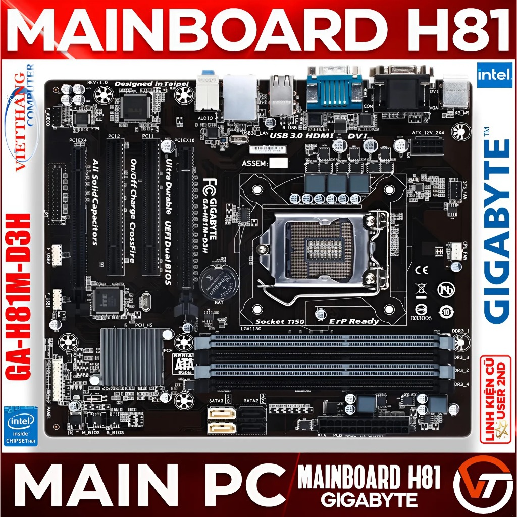 Mainboard - Gigabyte H81M-D3H Motherboard Full Connector Original Used (Old - 2nd) | Shopee Malaysia