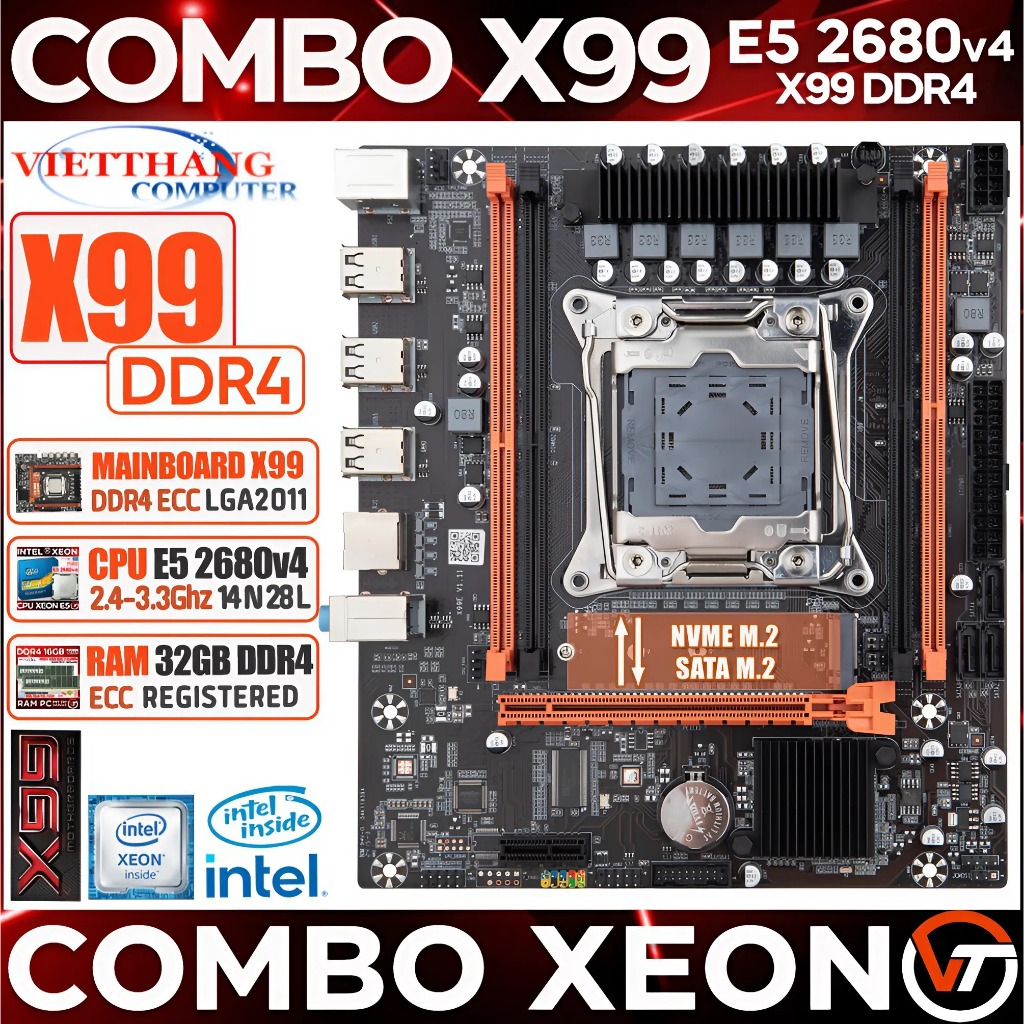 Combo X99 DDR4 Emulator - Main X99 DDR4 OEM + CPU Xeon E5 2680v4 14N ...