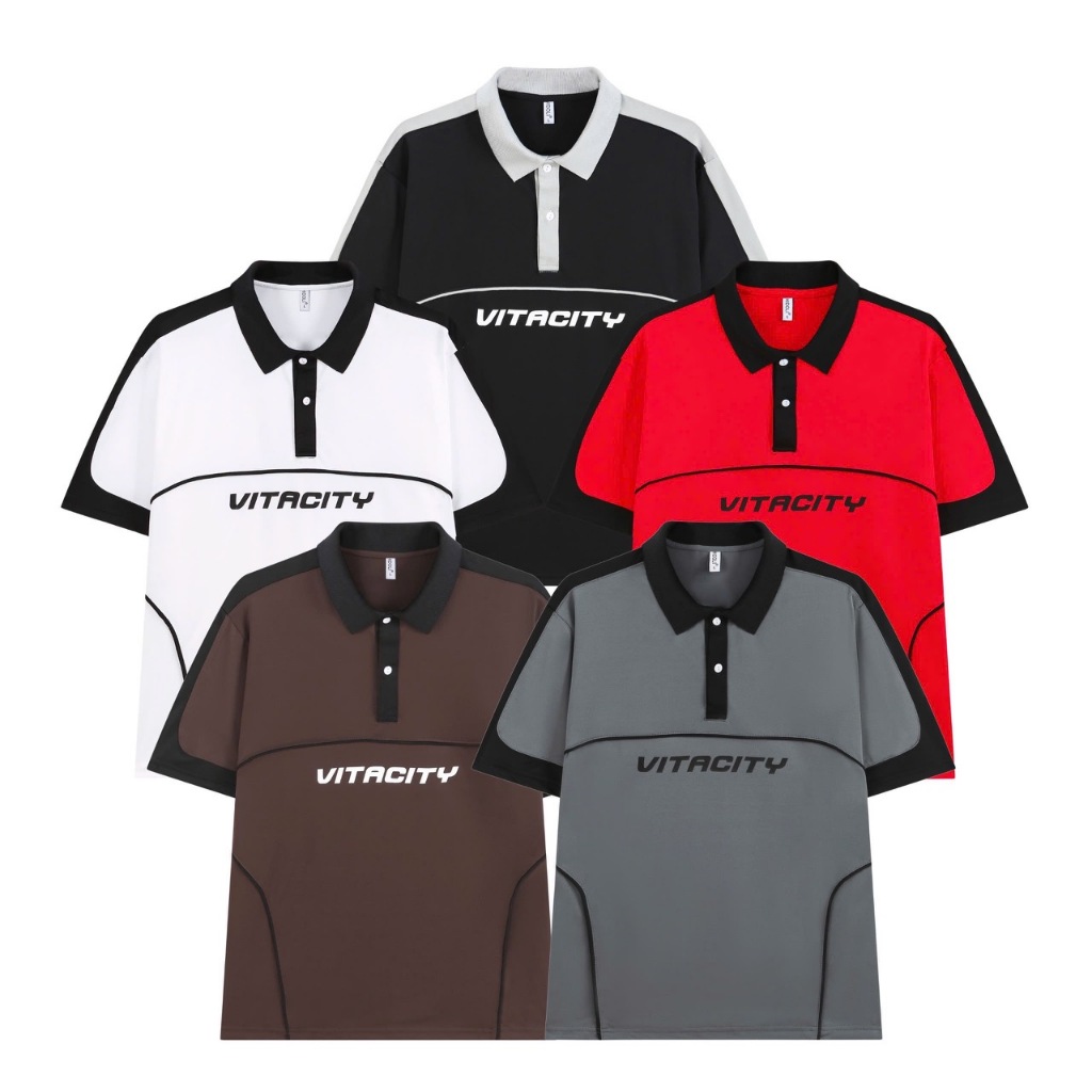 Men's polo shirt with mixed color collar, men's polo shirt made of cool ...