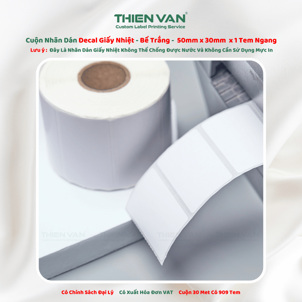 Thermal Decal Roll 50mm x 30mm x 1 Horizontal Stamp x 30 Meters - 1 ...