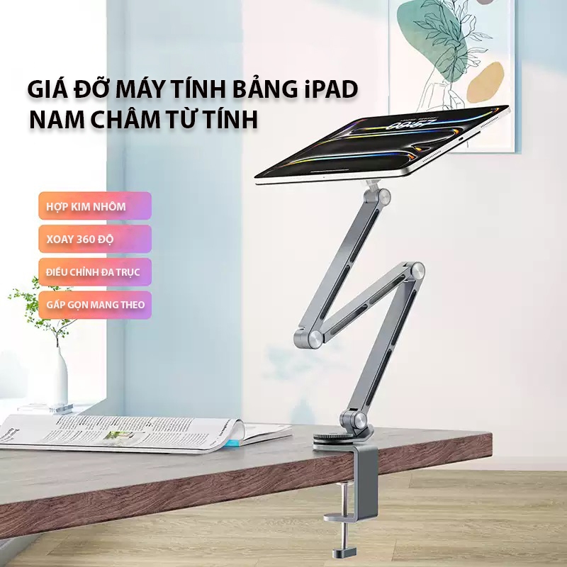 Arm desk clamp stand for Ipad mobile screen with multi-axis adjustment ...
