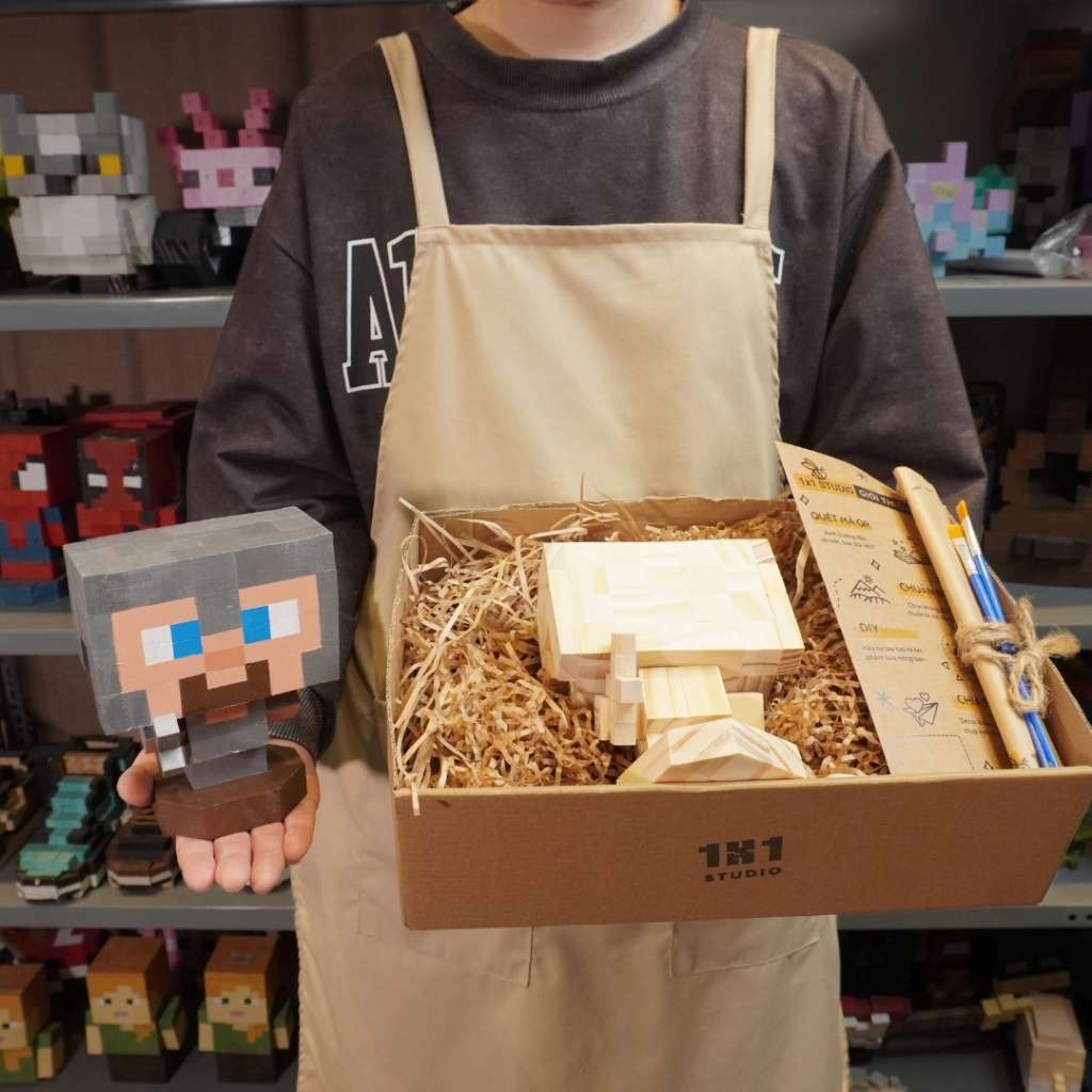 Minecraft Steve 2 Wooden Model Coloring Kit (DIY) | Shopee Malaysia