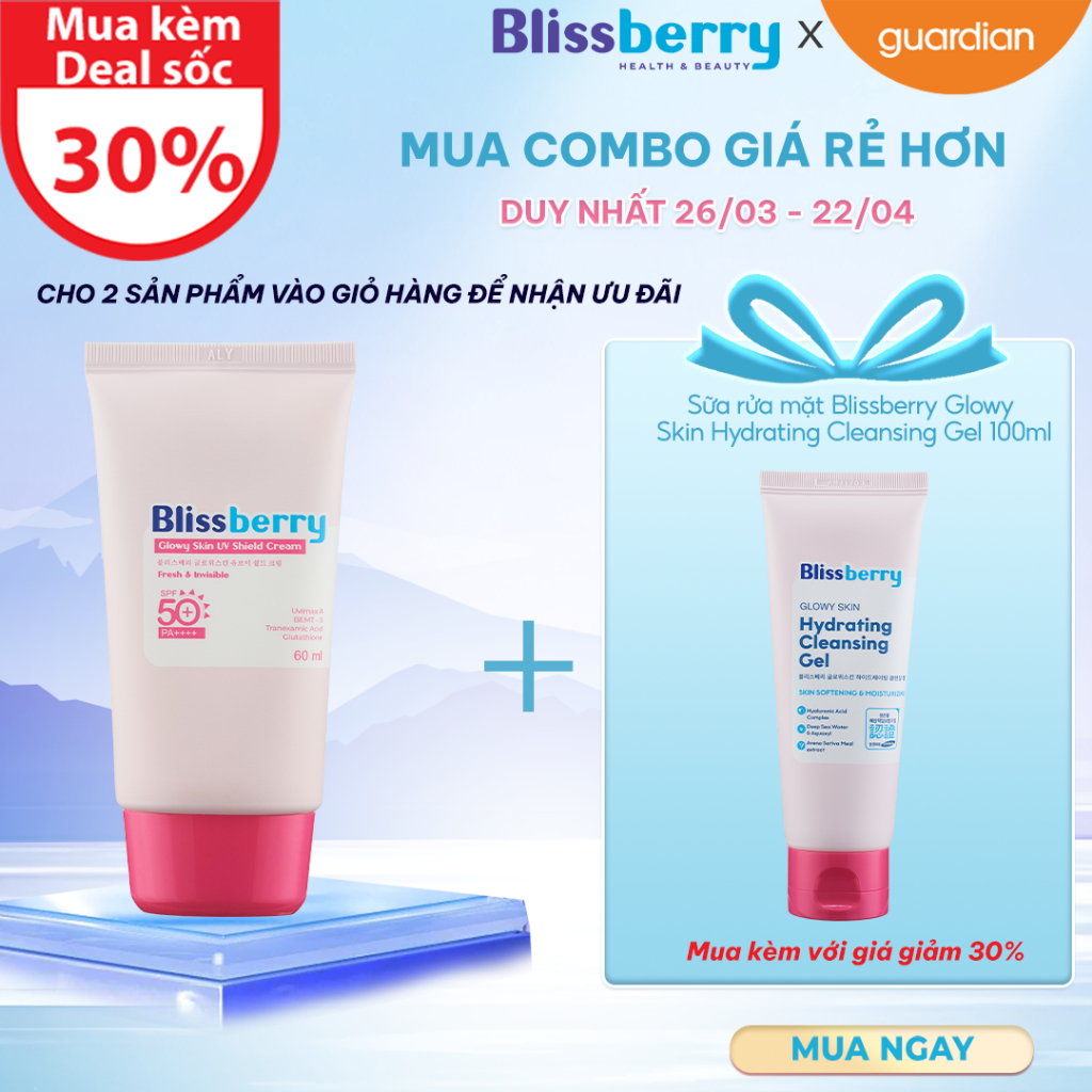 Blissberry Glowy Skin Uv Shield Cream Spf50+ Pa ++++ 60Ml | Shopee Malaysia
