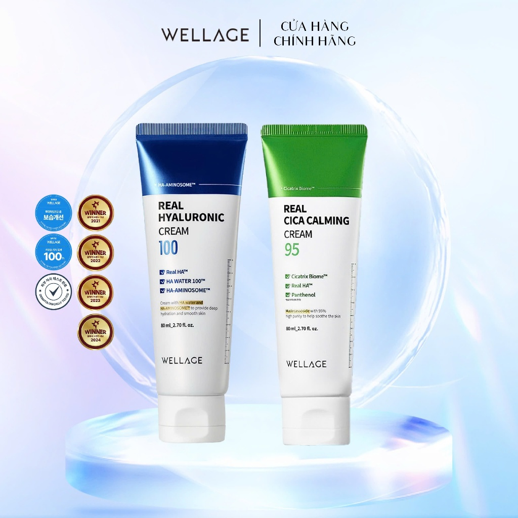 Combo Wellage Real Cica Calming Cream 80ml and Real Hyaluronic Cream ...