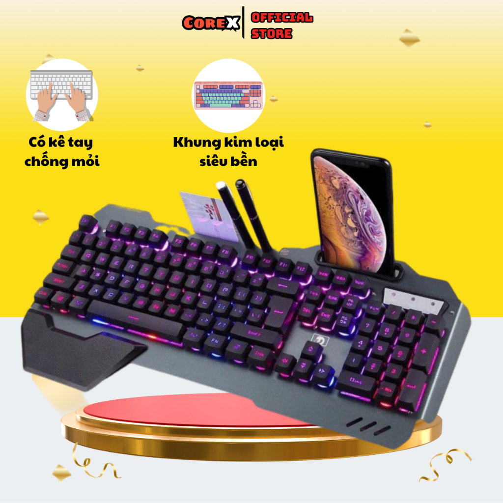 Gaming Keyboard K618 Super Pro New 2024 Color Changing Led 10 Different Led Modes Horizontal PC ...