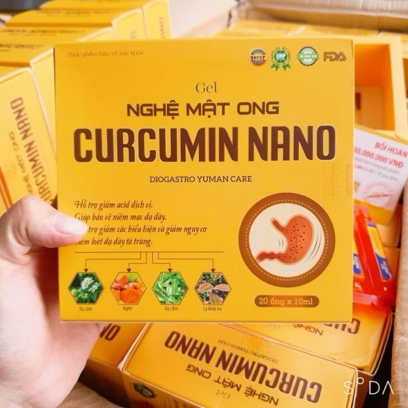 Box of 20 tubes of Turmeric Honey Curcumin Nano Gel to reduce stomach and duodenal ulcers ...