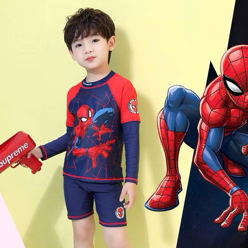 Long Sleeve Superman Swimsuit for Boys Swimming at the Beach | Shopee ...