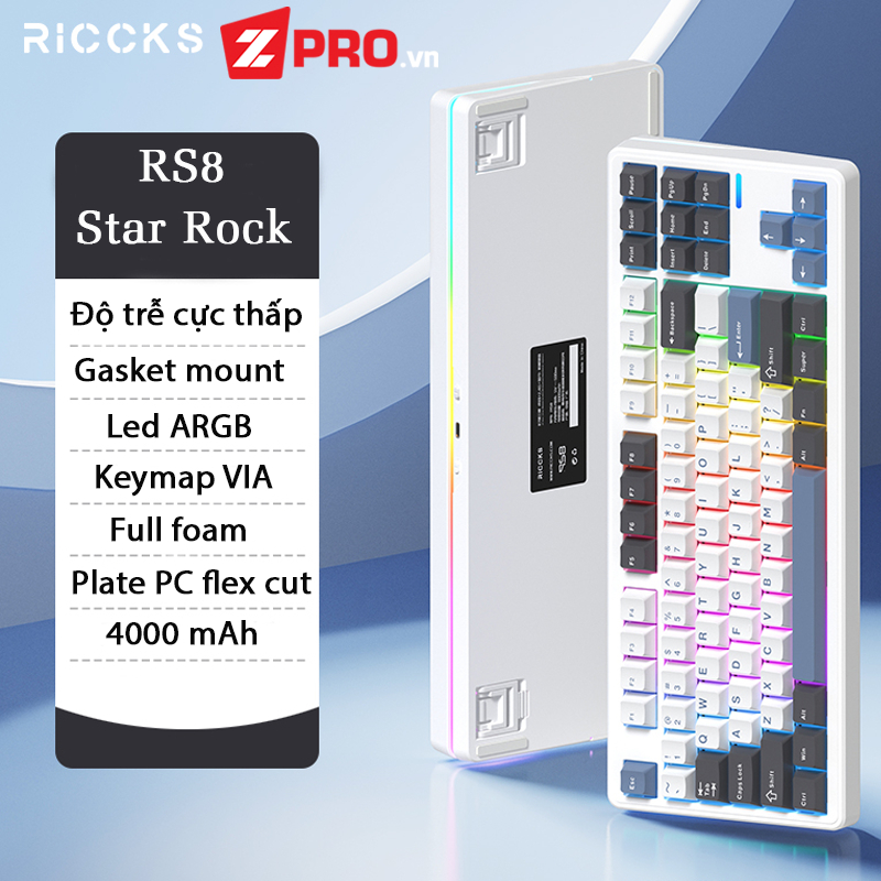 Riccks RS8 Mechanical Keyboard (3 Modes, QMK/VIA, Hotswap, Full foam) | Shopee Malaysia
