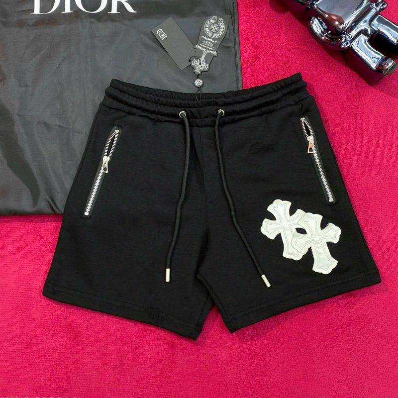 Chrome Hearts felt shorts with thigh embroidered leather cross butt ...