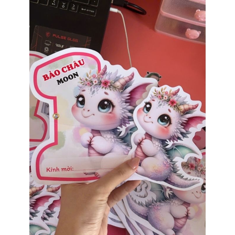 Birthday cards, birthday cards, dragon-shaped full-month cards | Shopee ...