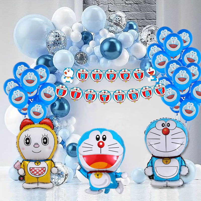 Happy Birthday Doremon Doremi string Banner, Doraemon cat balloon ...