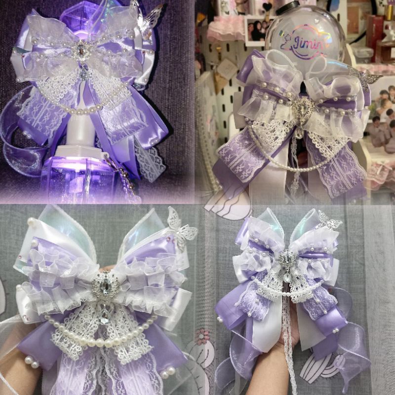 Lilac purple lightstick bow - BTS G-idle PLAVE lightstick bow | Shopee ...
