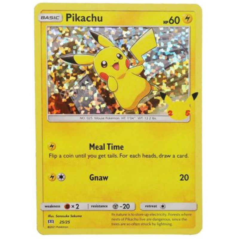 Genuine Pokemon TCG Card Pikachu - 25/25 - 25th Anniversary Holo Promo ...
