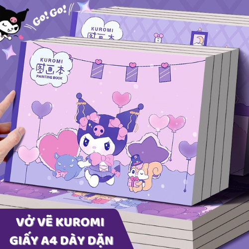 Cute Kuromi Cartoon Drawing Notebook, Beautiful Thick Paper Drawing ...