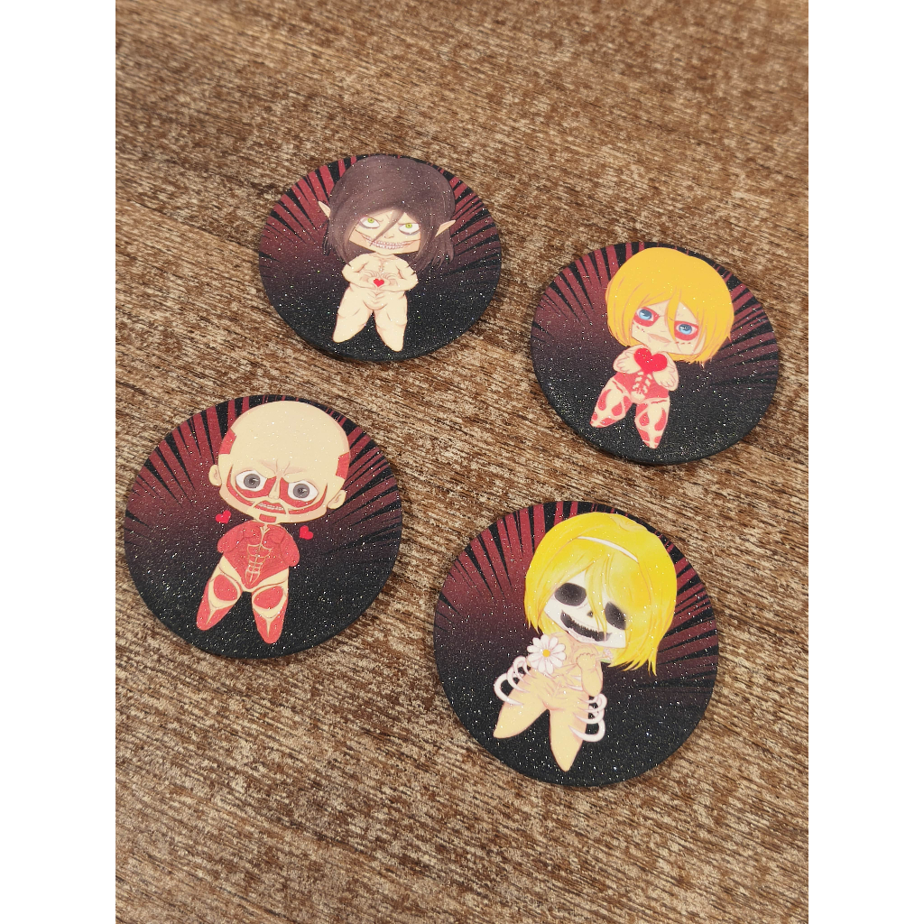 Set OF 4 ATTACK ON TITAN BADGE BADGES (FANART) – SPLITTING VERSION | Shopee Malaysia