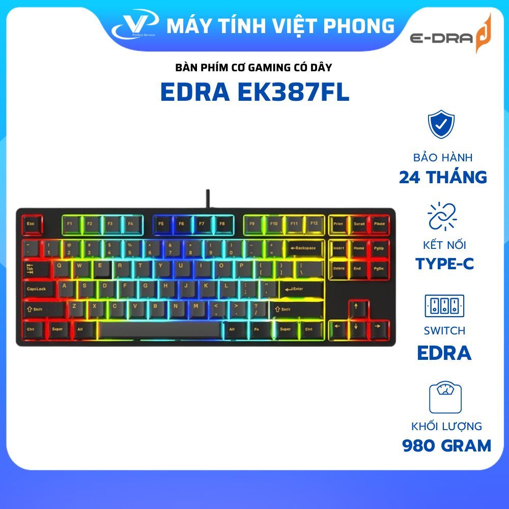 Edra EK387FL WIRED GAMING MECHANICAL KEYBOARD - GENUINE Polar Night ...