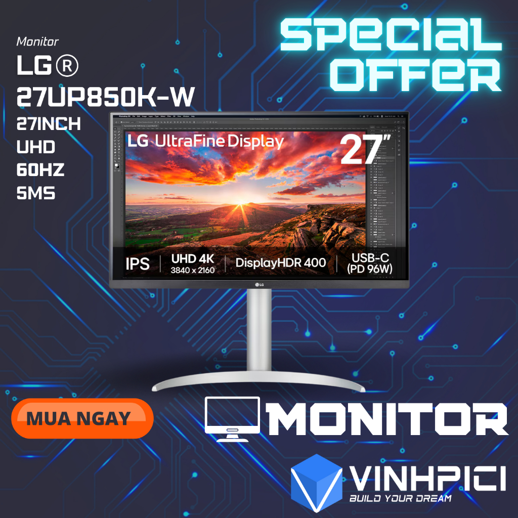 Lg 27UP850K-W Monitor (27inch/UHD/IPS/60Hz/5ms) [NEW] | Shopee Malaysia