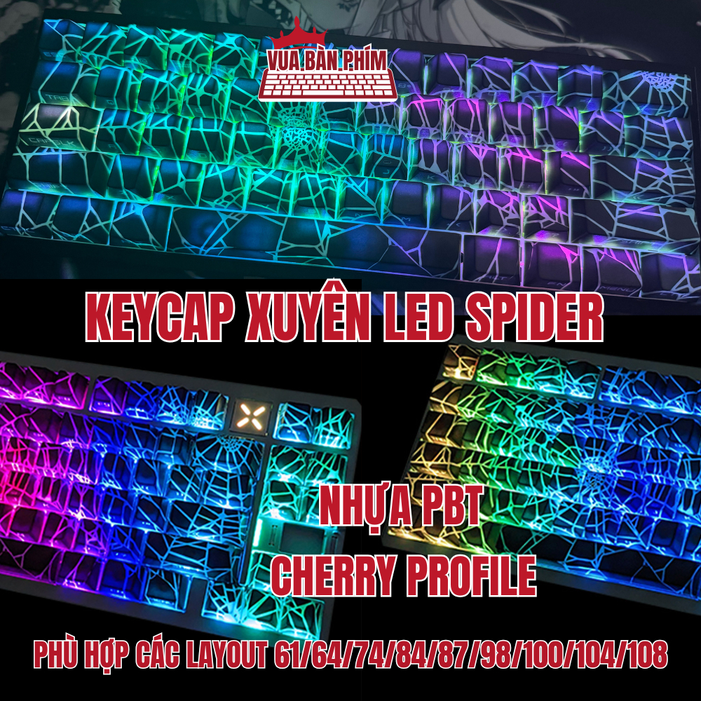Spider web keycap set with swept circuit led, cherry profile, double ...