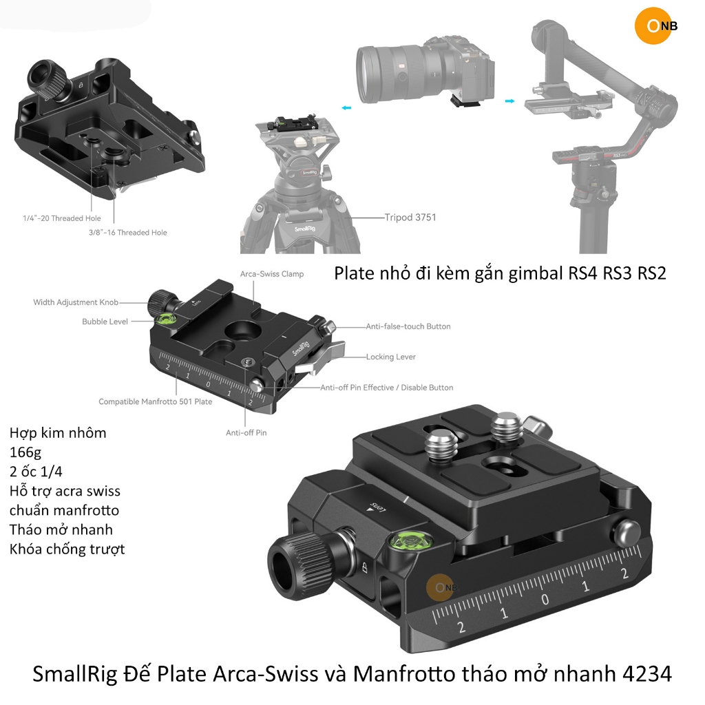 SmallRig Arca-Swiss and Manfrotto Quick Release Plate Base 4234 ...