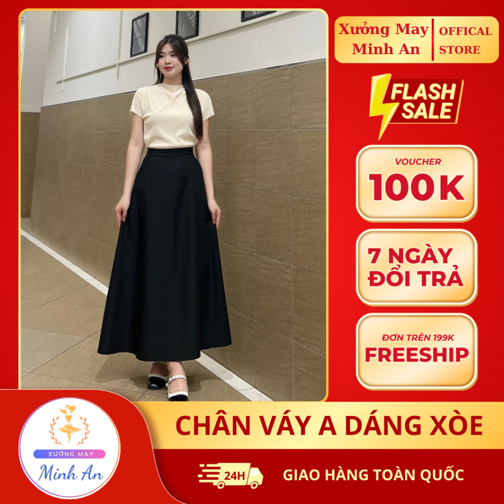 Long flared A-line dress, Korean Umi material, 4-way stretch, super ...