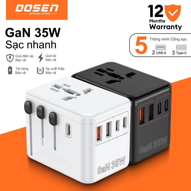 DOSEN Pro Universal Travel Adapter Socket 35W Fast Charging Power ...