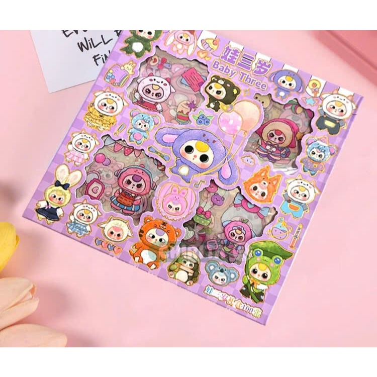1 sheet of Sticker Baby Three, Labubu, Capybara, Strawberry Bear ...