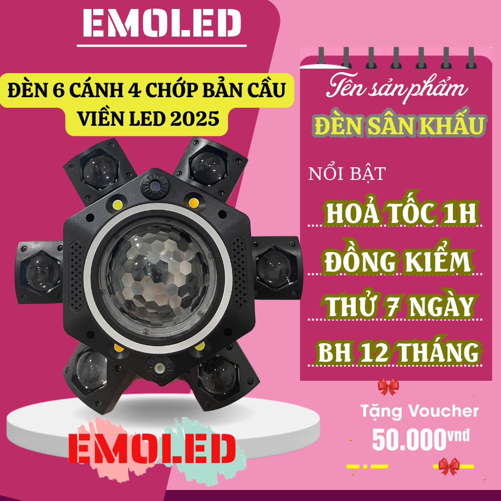 EMOLED 6-wing moving stage led light rotates 360 degrees and flashes ...