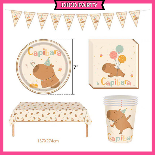 Capybara-shaped paper cups and plates - Disposable cups and saucers for ...