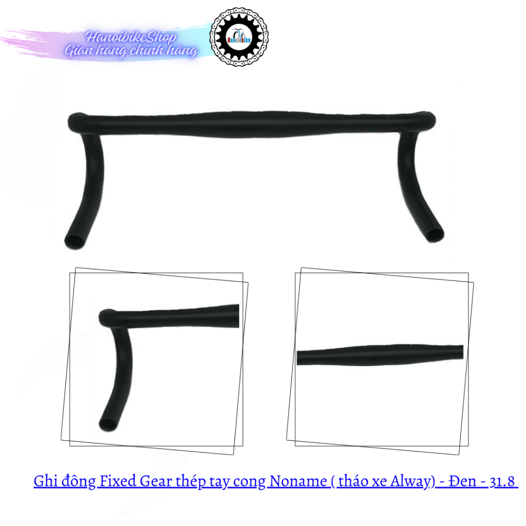 Noname curved steel Fixed Gear handlebars (Alway disassembled) - Black ...