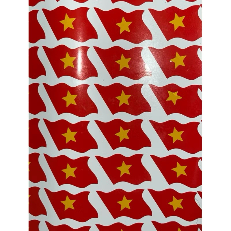 Original sheet of 100 Stickers I Love Vietnam red flag yellow star ...