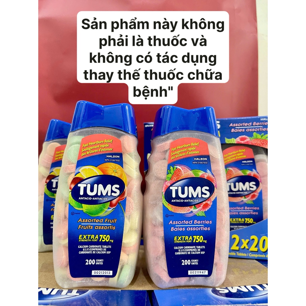 Tums Extra Strength digestive chewing gum 200 fruit-flavored tablets ...