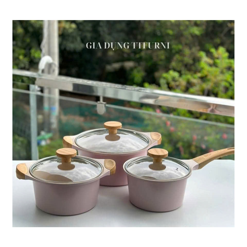 SET OF 3 NEW SLINE ECORAMIC NON-STICK POTS WITH MAGNETIC BOTTOM ...