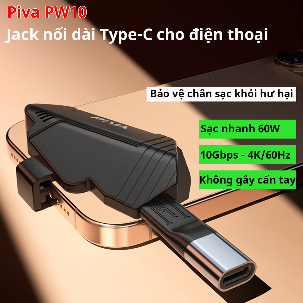 Piva PW10 L-shaped Type-C extension cord protects charging port for ...