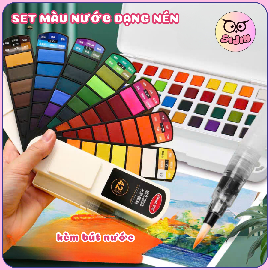 (Free Water Pen) Set of 18/24/36/42 Foldable Fan-shaped Water Paint ...