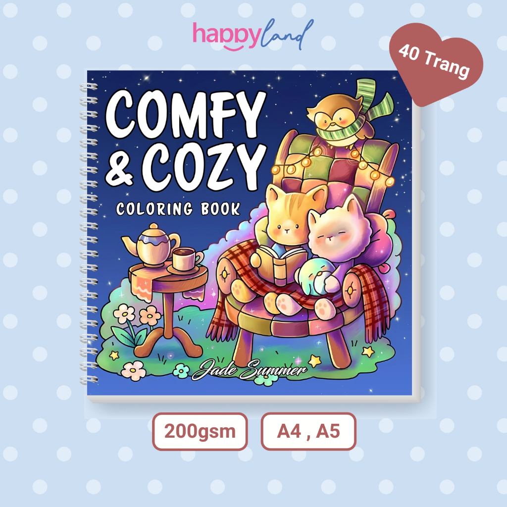 Comfy & Cozy Coloring Pages Set, Book of 40 200gsm Thick Paper ...